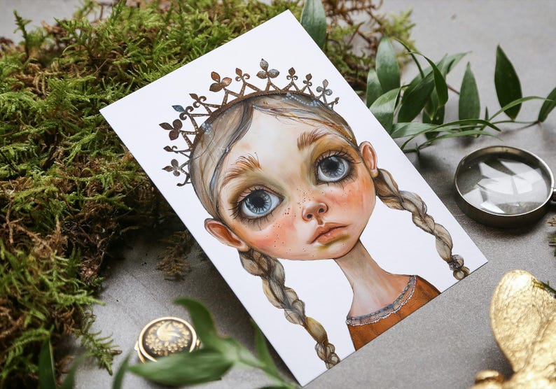 Mixed Media Princesses Clipart, Whimsical Cute, Grunge Textured ...