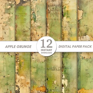 Shabby Grunge Digital Paper, Printable Collage Scrapbook Texture Paper ...
