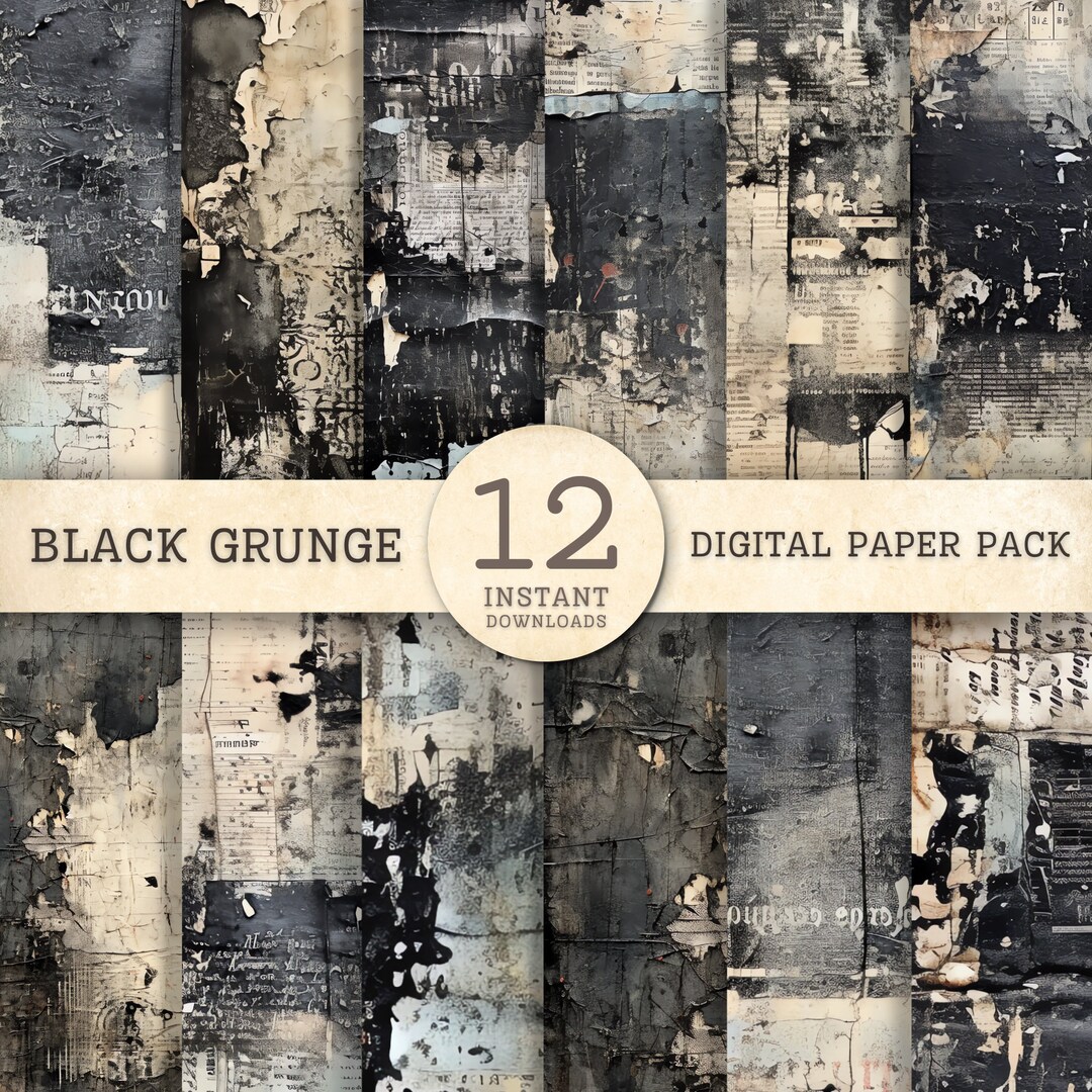 Shabby Grunge Digital Paper, Printable Collage Scrapbook Texture Paper ...