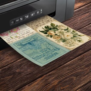 Vintage Paper Kit Mint Green Digital Download, Printable Collage Sheets ...