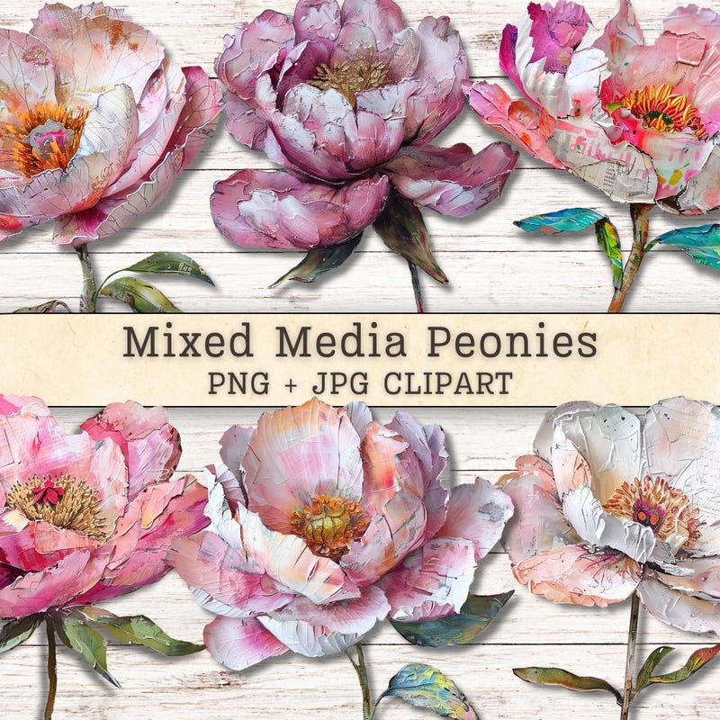 Grunge Flowers Clipart - Etsy UK