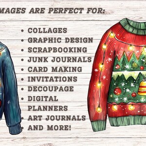 Christmas Ugly Sweaters Clip Art, Vintage Mixed Media Collage ...