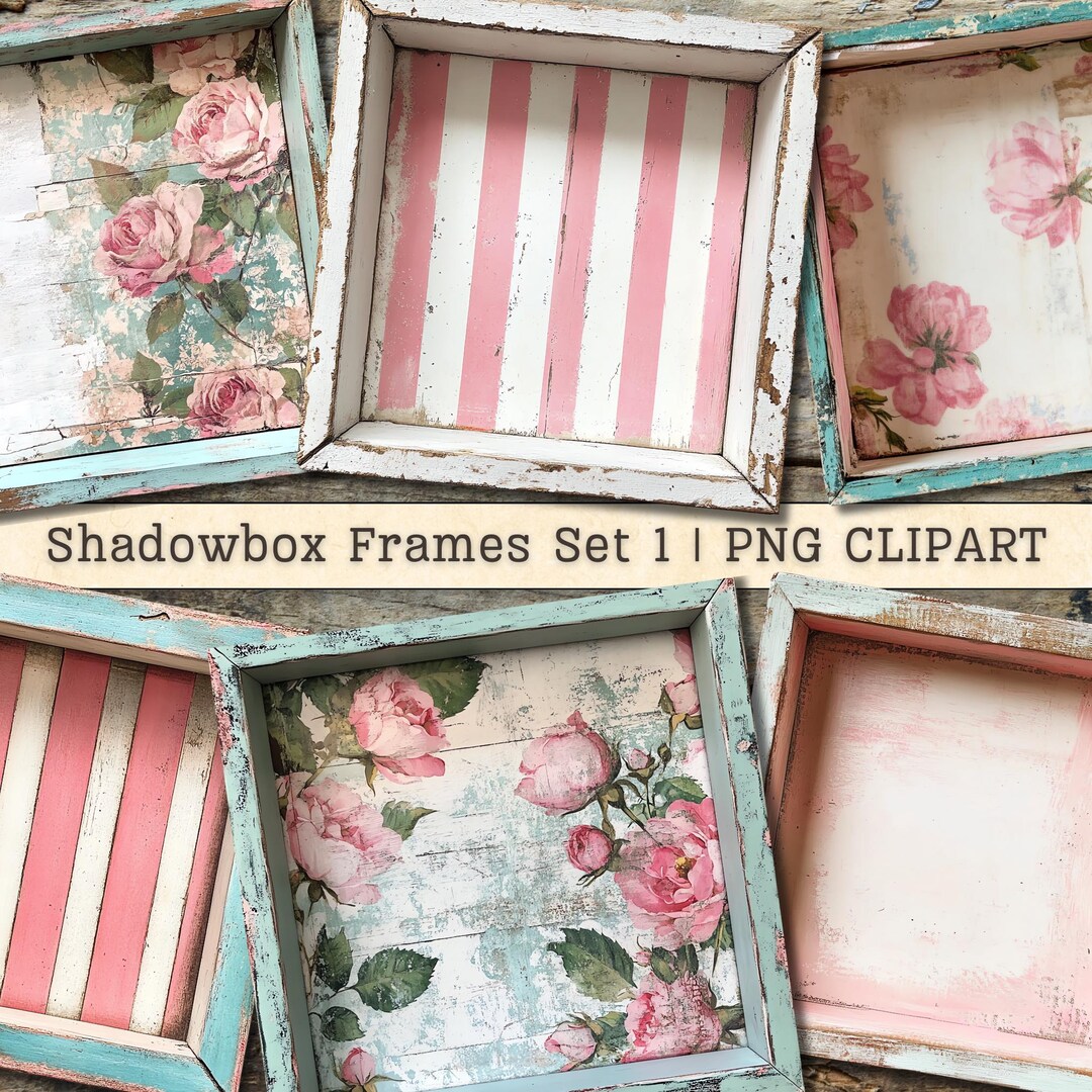 Shadowbox Frames Clipart Set 1, Digital Image Download, Antique Chippy ...