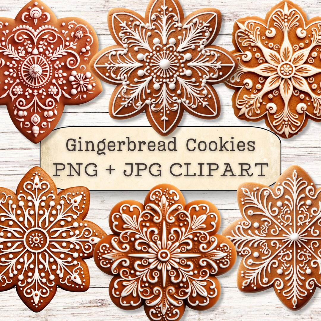 Christmas Gingerbread Cookies Clipart, PNG + JPG Digital Image Download ...