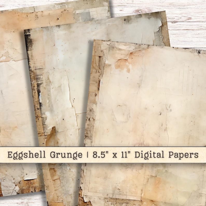 Shabby Grunge Digital Paper, Eggshell Printable Downloads, Collage ...