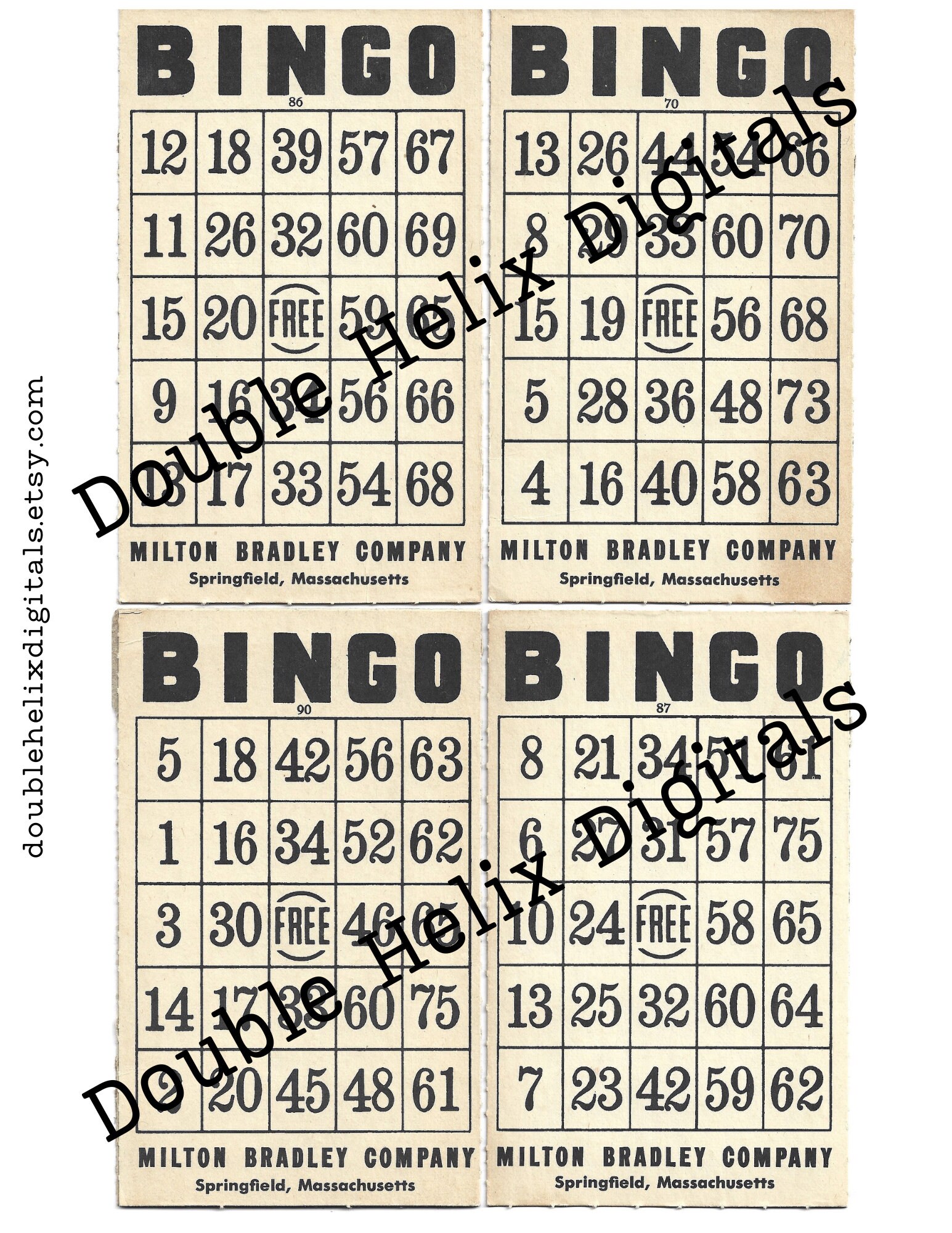 Vintage Bingo Cards Digital Download, 1950's Card Lot, Text Numbers ...
