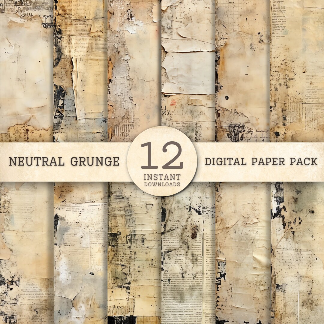 Shabby Grunge Digital Paper, Printable Collage Scrapbook Textured Paint ...