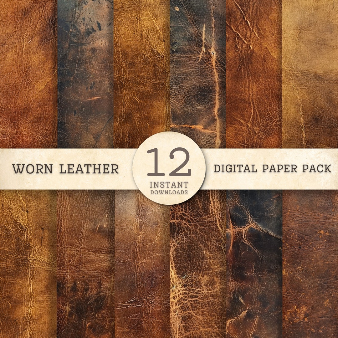 Worn Leather Digital Paper, Texture Grunge Printable Downloads, Earth ...
