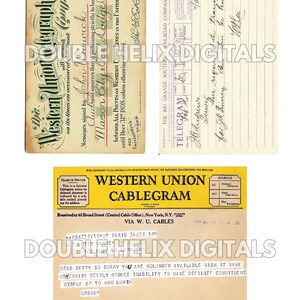 Antique Telegrams Ephemera Digital Paper, Handwriting Printable Vintage ...