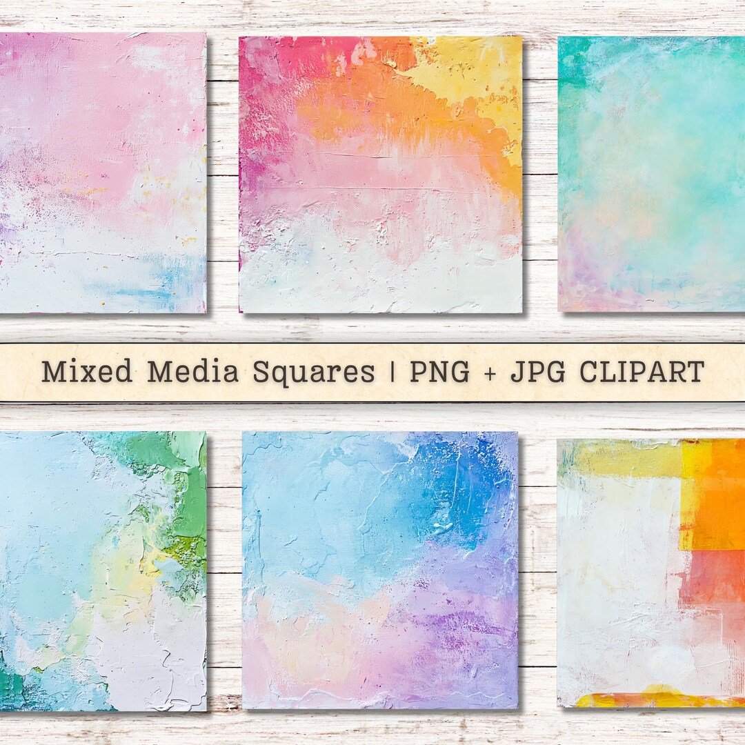 Mixed Media Squares Clipart, Colorful Shape Grunge Paint Textured ...