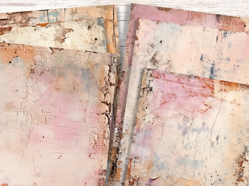 Shabby Grunge Digital Paper, Printable Collage Scrapbook Texture Paper ...