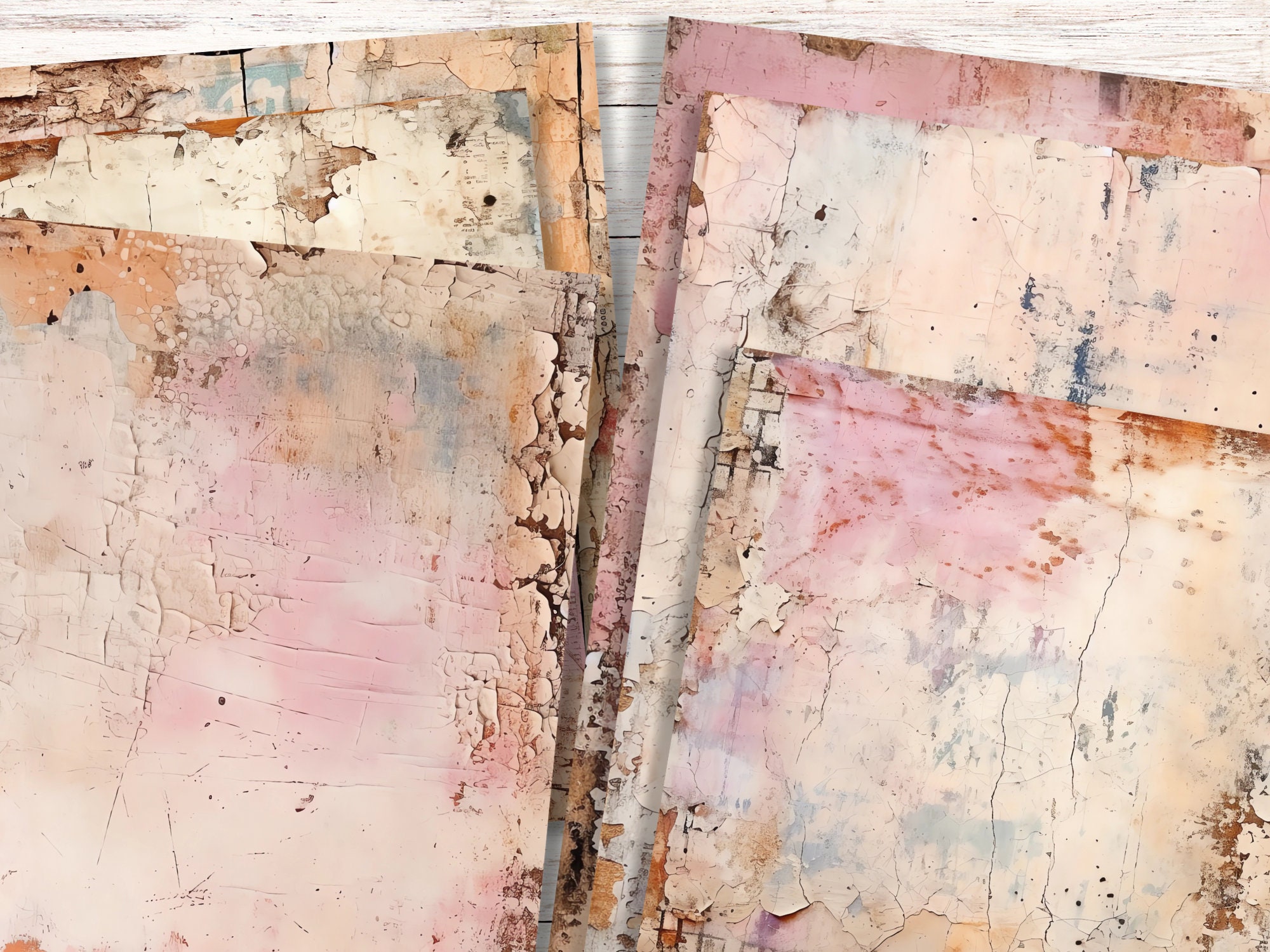 Shabby Grunge Digital Paper, Printable Collage Scrapbook Texture Paper ...