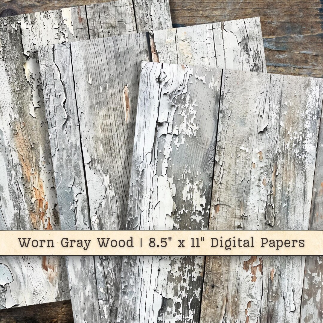 Worn Shabby Gray Wood Digital Paper, Distressed Printable Downloads ...