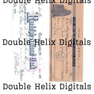 Antique Handwritten Checks Digital Paper, Printable Vintage Junk ...