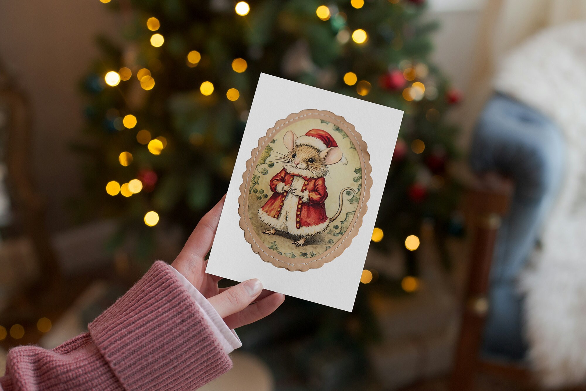 Christmas Clipart, Mice Digital Patches, Antique Animals, Mouse PNG ...