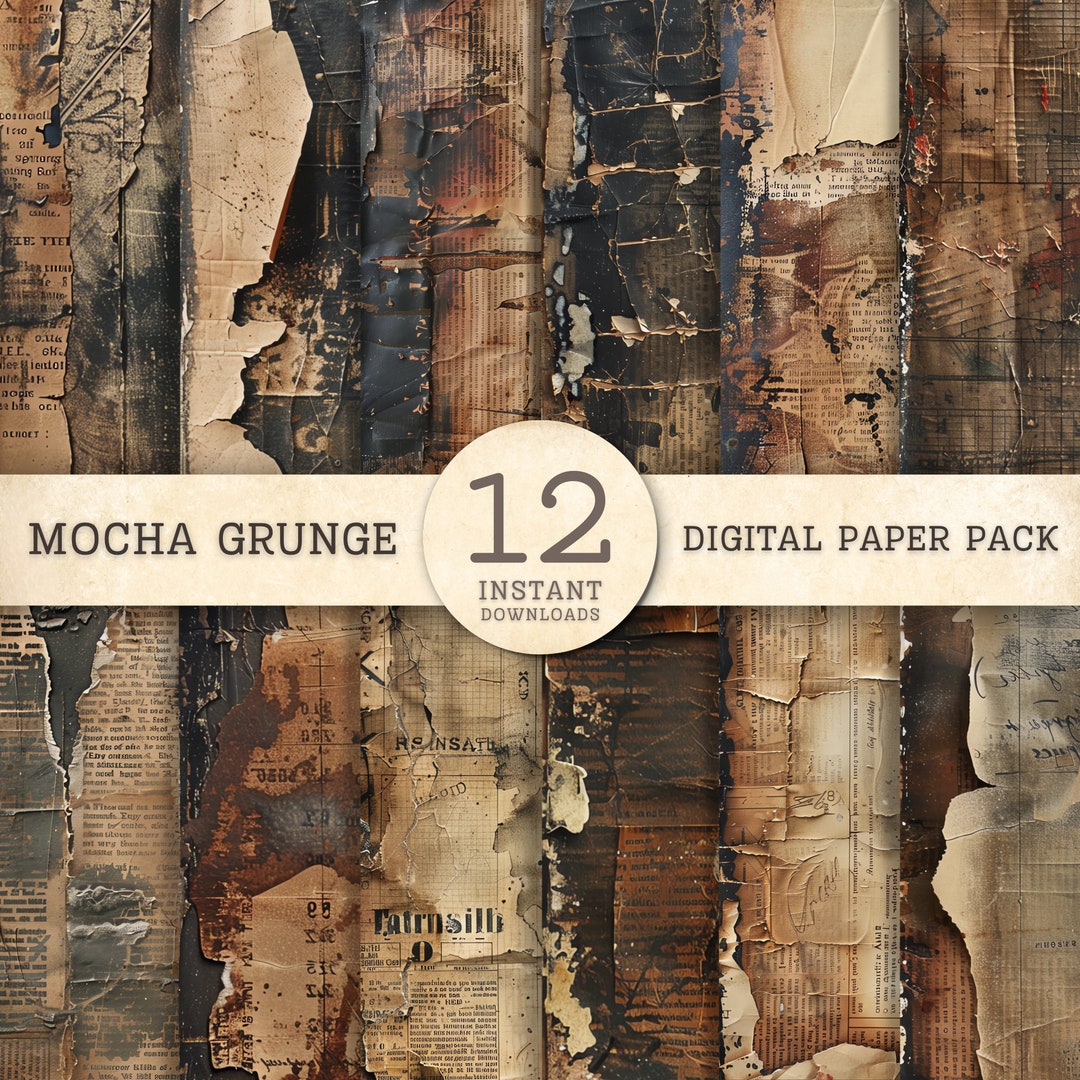 Shabby Grunge Digital Paper, Printable Collage Scrapbook Texture Paper ...