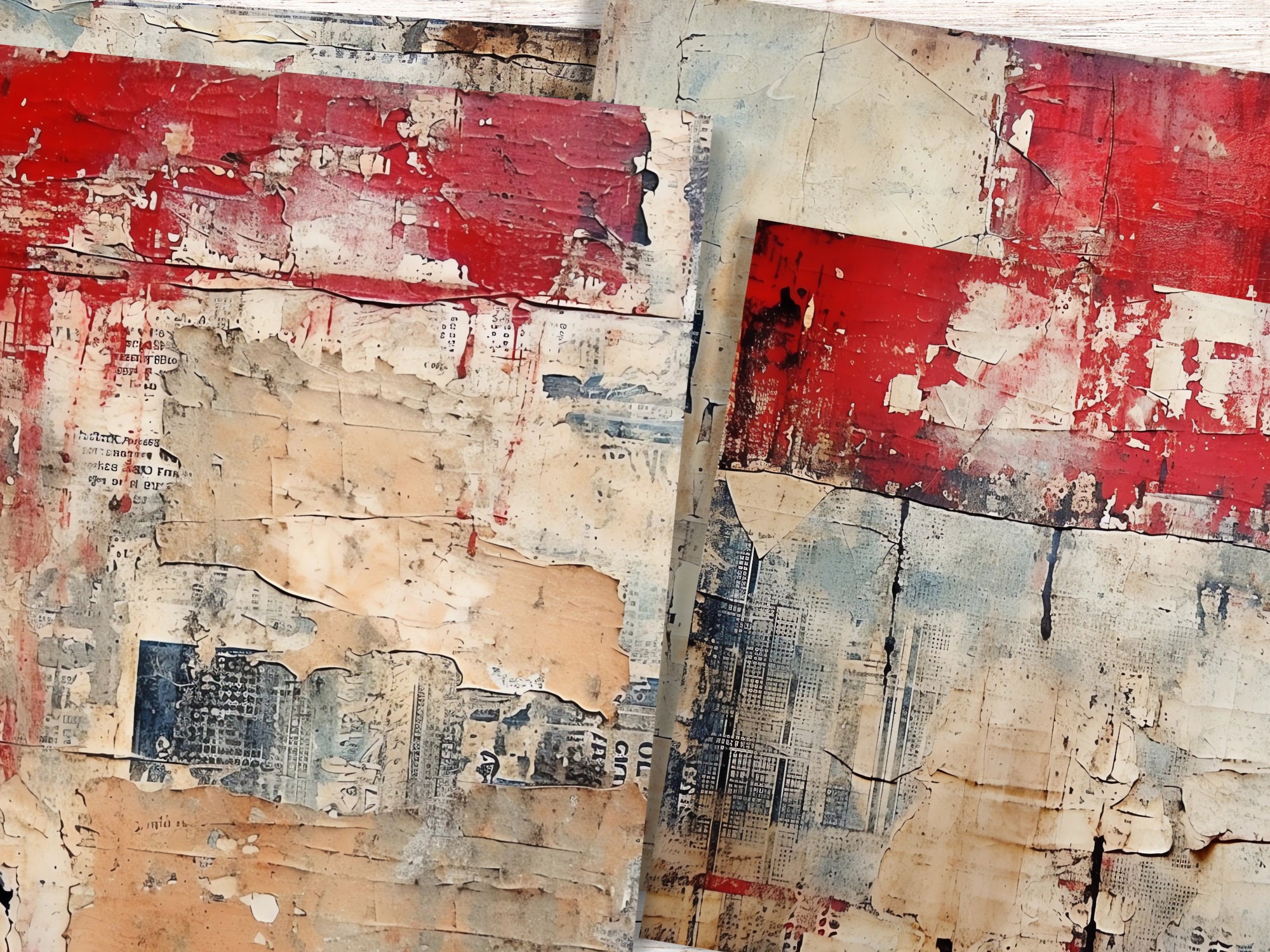 Shabby Grunge Digital Paper, Printable Collage Scrapbook Texture Paper ...