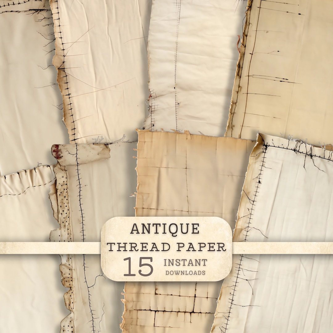 Antique Thread Torn Digital Paper, Cloth, Sewn, Grunge, Mixed Media ...