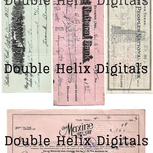 Antique Handwritten Checks Digital Paper, Printable Vintage Junk ...