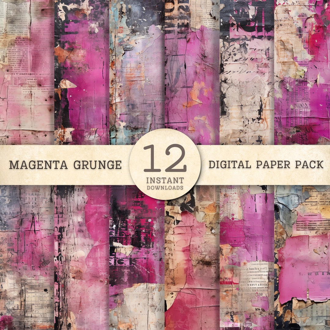 Shabby Grunge Digital Paper, Printable Collage Scrapbook Texture Pack ...
