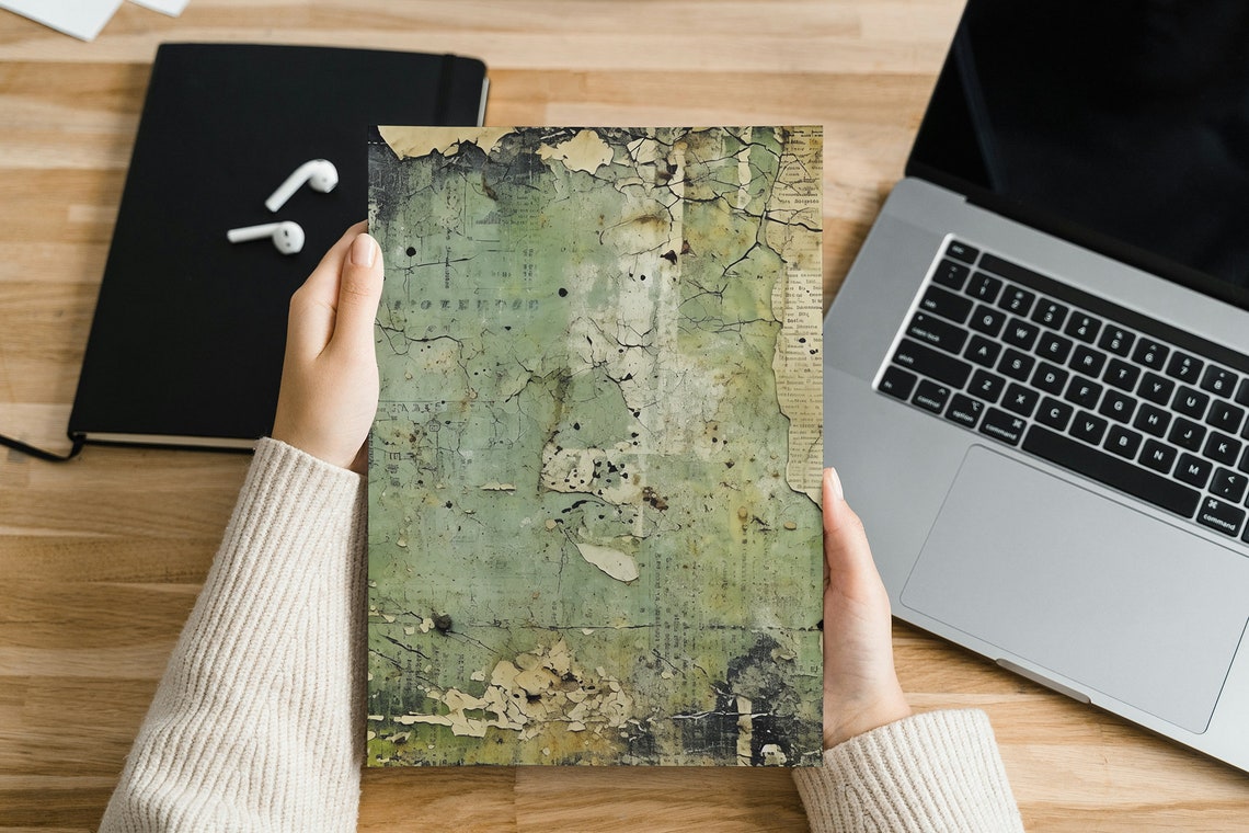 Shabby Grunge Digital Paper, Printable Collage Scrapbook Texture Pack ...