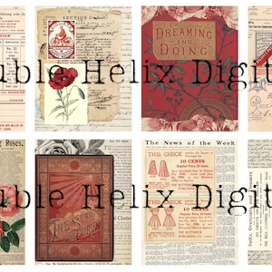 Vintage Paper Kit Rouge Red Digital Download, Printable Collage Sheets ...