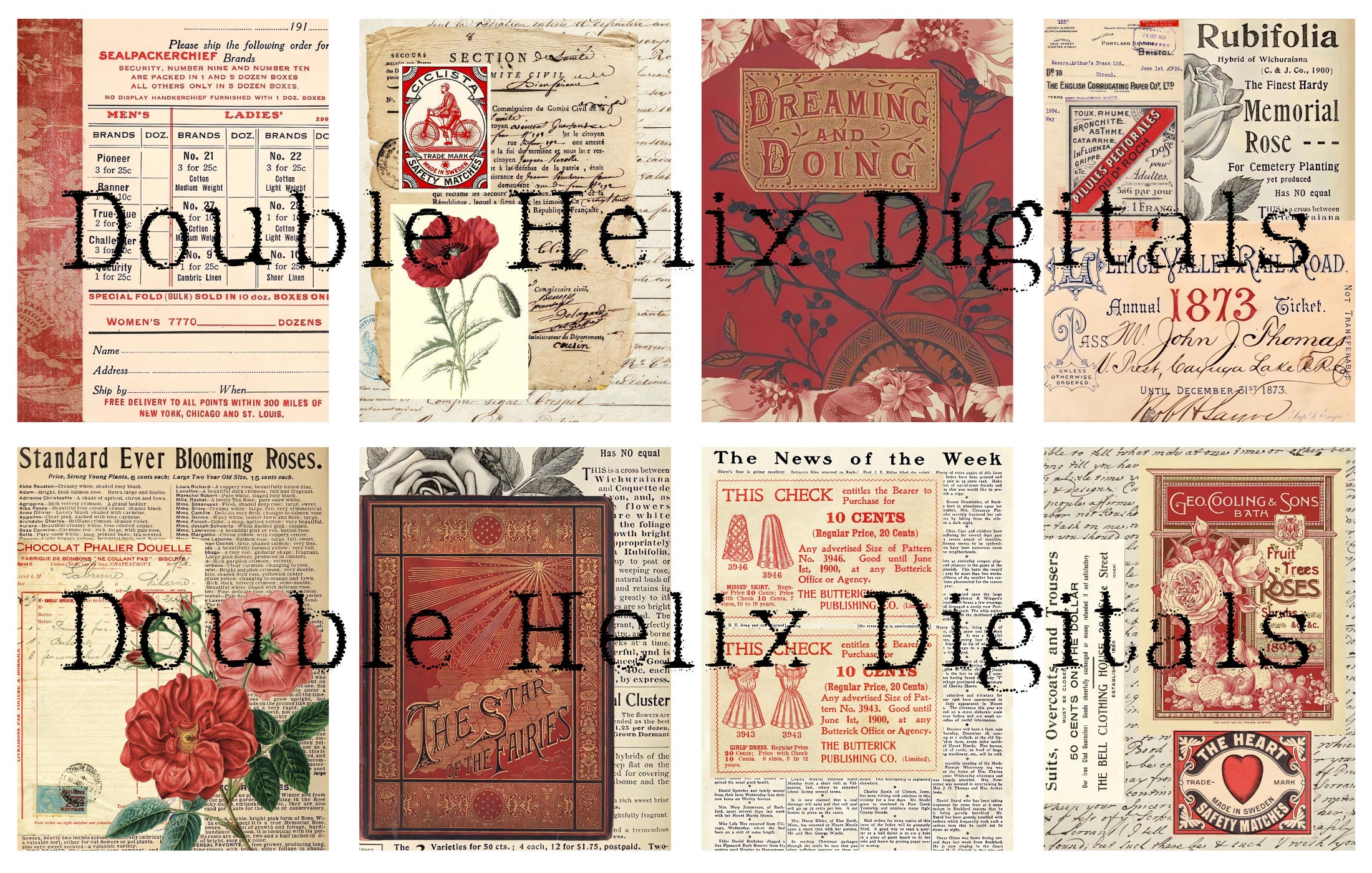 Vintage Paper Kit Rouge Red Digital Download, Printable Collage Sheets ...