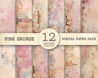 Shabby Grunge Digital Paper, Printable Collage Scrapbook Texture Pack ...