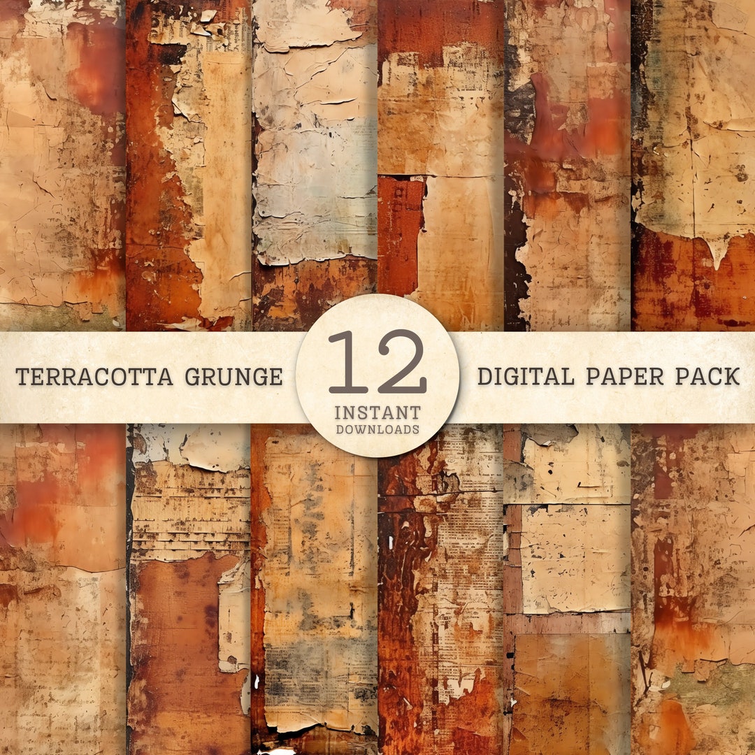 Shabby Grunge Digital Paper, Printable Scrapbook Texture Paper Pack ...