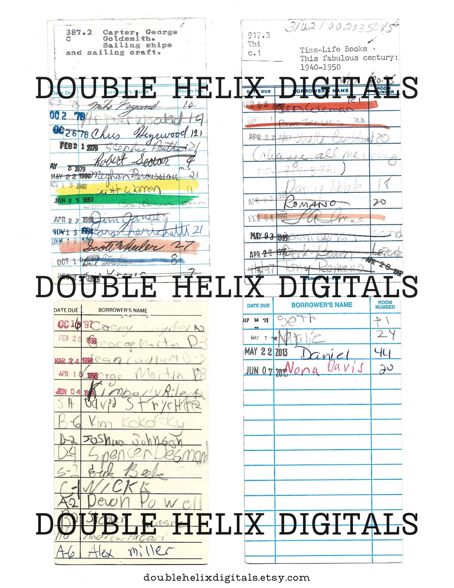 Vintage Library Cards Digital Download, Handwritten Printable Junk ...
