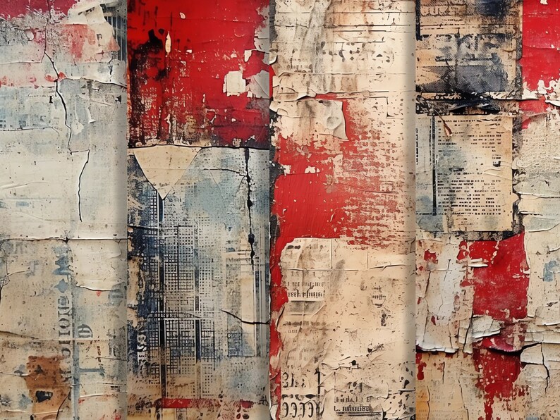 Shabby Grunge Digital Paper, Printable Collage Scrapbook Texture Paper ...