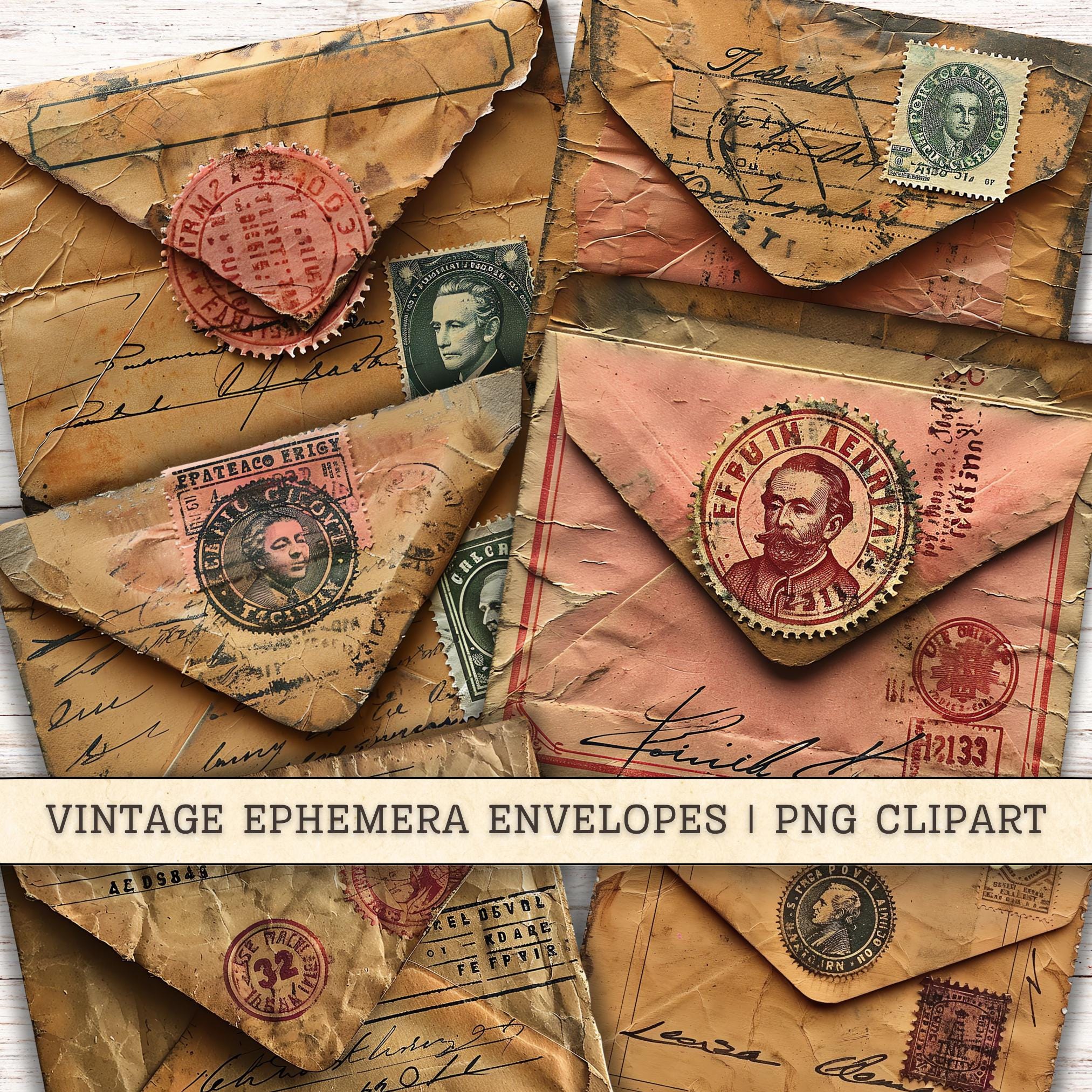 Vintage Ephemera Envelopes PNG Clipart, Digital Download Junk Journal ...