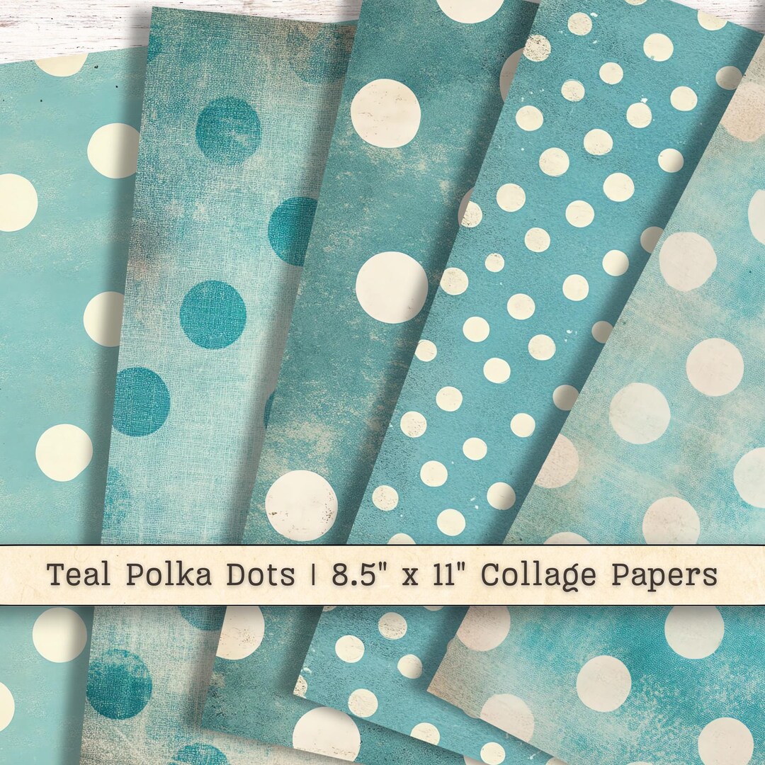 Polka Dots Digital Paper Clipart, Teal Blue Printable Downloads ...