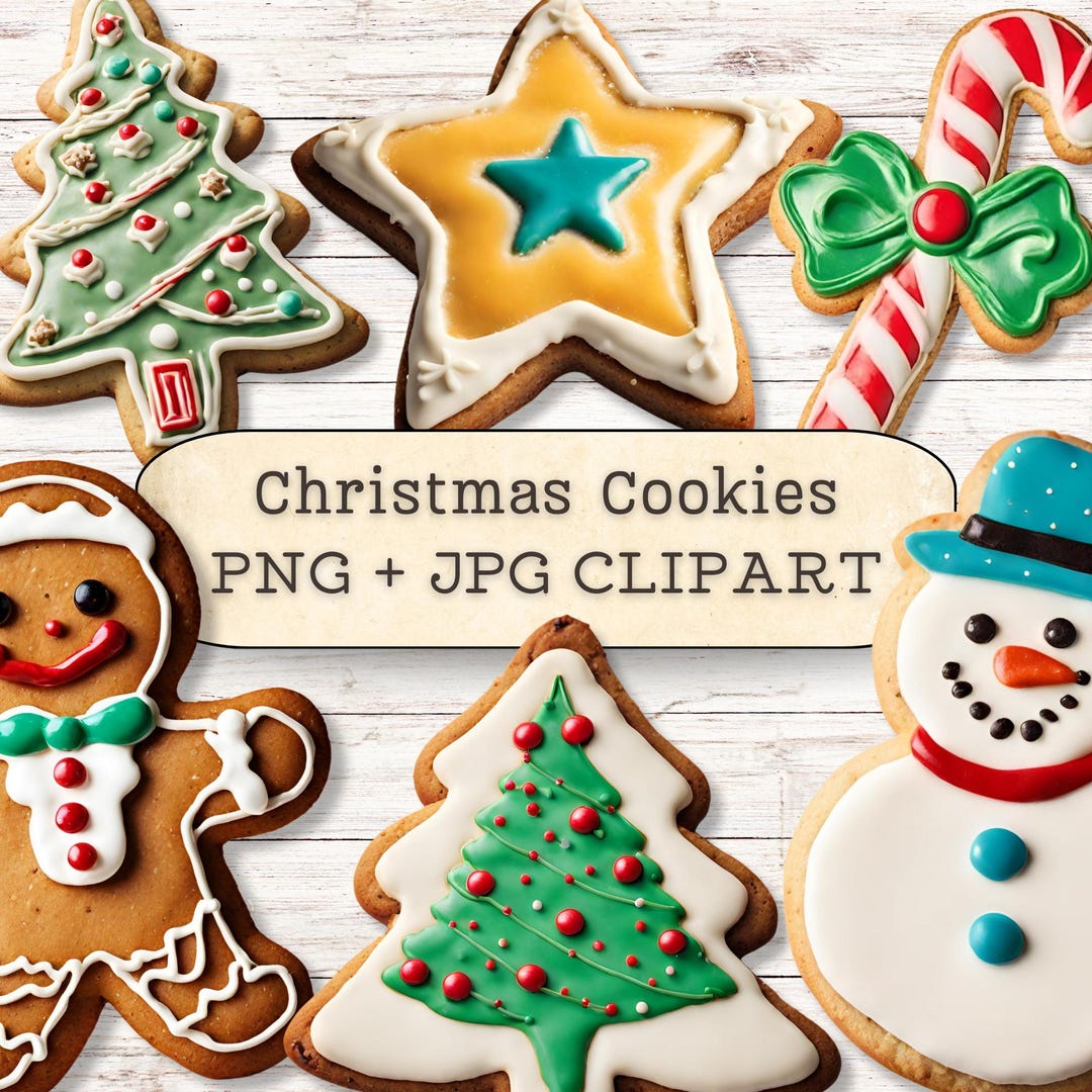 Christmas Cookies Clipart, PNG + JPG Digital Image Download, Vintage ...
