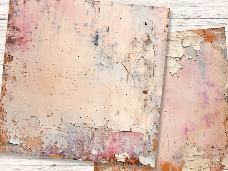 Shabby Grunge Digital Paper, Printable Collage Scrapbook Texture Paper ...