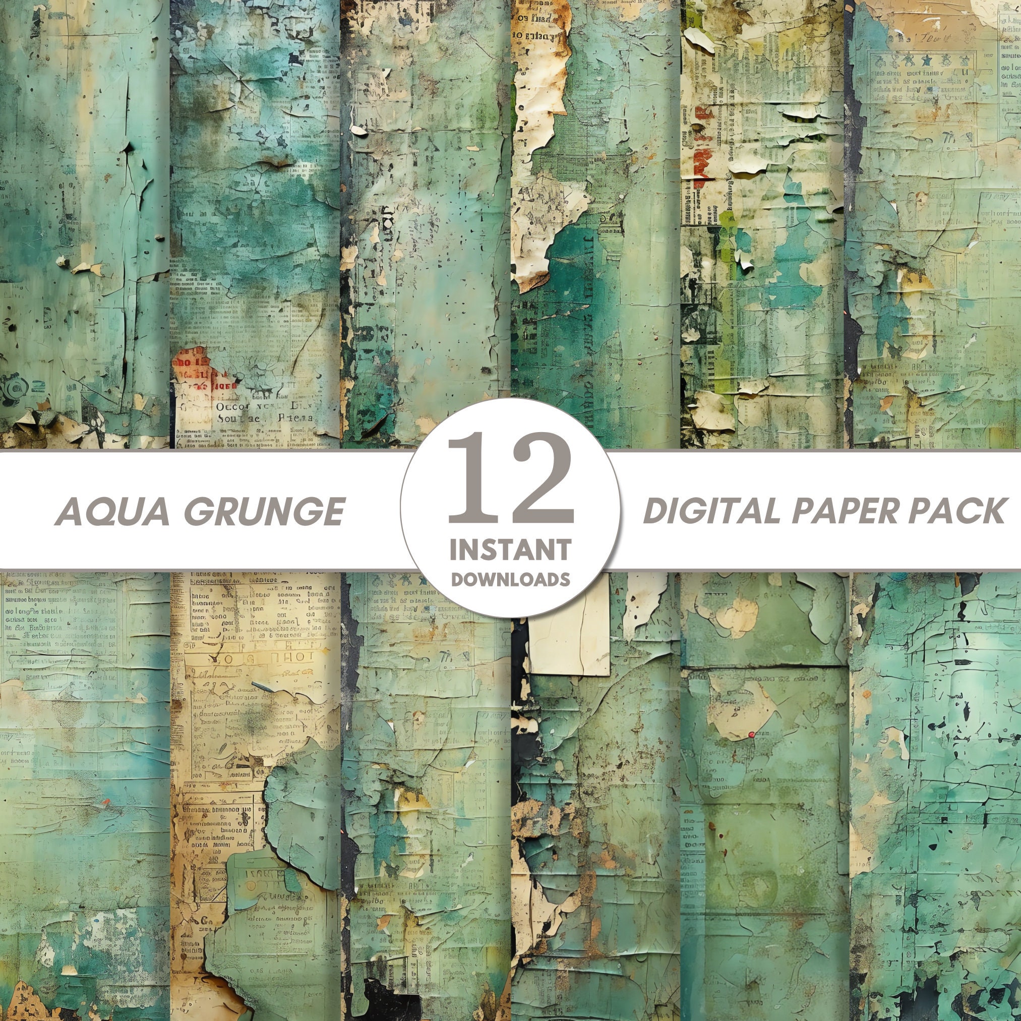 Shabby Grunge Digital Paper, Printable Collage Scrapbook Texture Paper ...