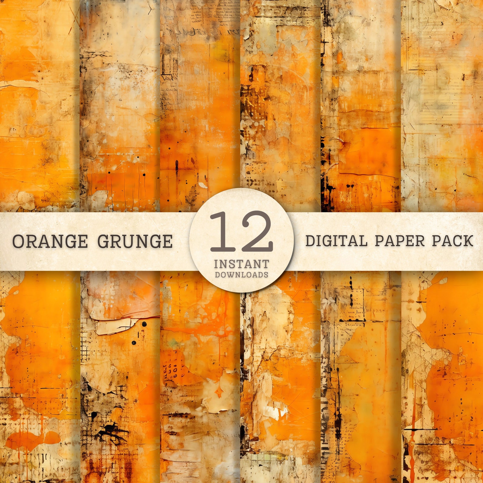 Shabby Grunge Digital Paper, Printable Collage Scrapbook Texture Paper ...