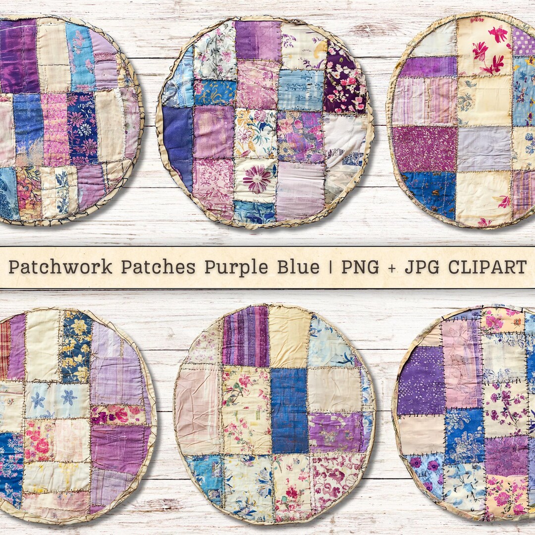 Patchwork Patches Clipart, Folk Art Neutral Red Sewn PNG Digital ...