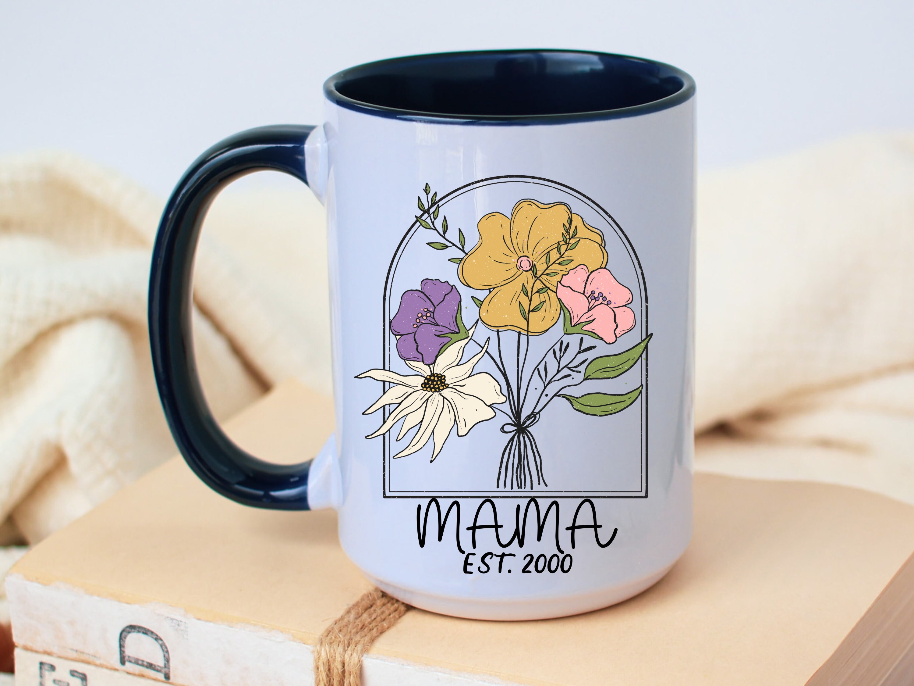 Personalized Mama Flowers Coffee Mug, Personalized Mama Est 2024 Mug ...