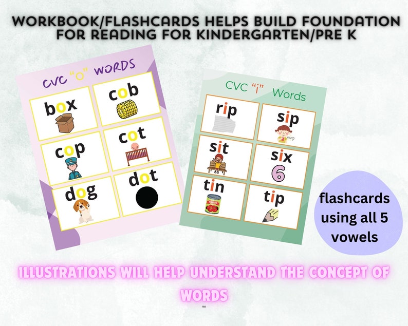 Kindergarten Reading Worksheets CVC Words Pack CVC Words Families ...