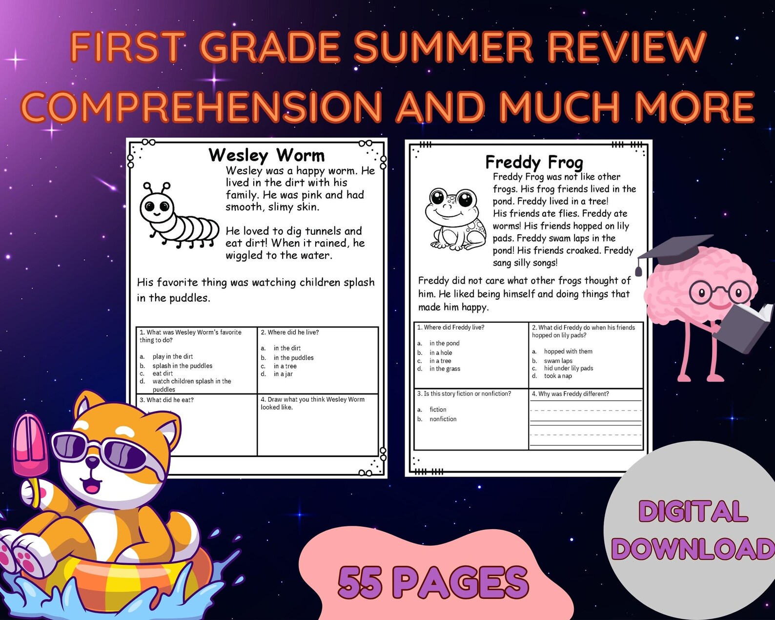 Reading Comprehension 1st Grade Summer Review Pack Phonics Games Cvce ...