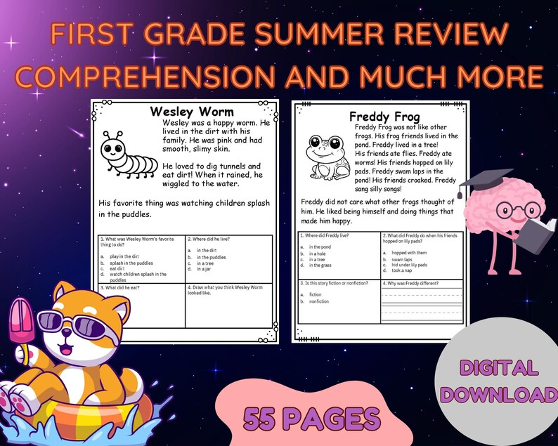 Reading Comprehension 1st Grade Summer Review Pack Phonics Games Cvce ...