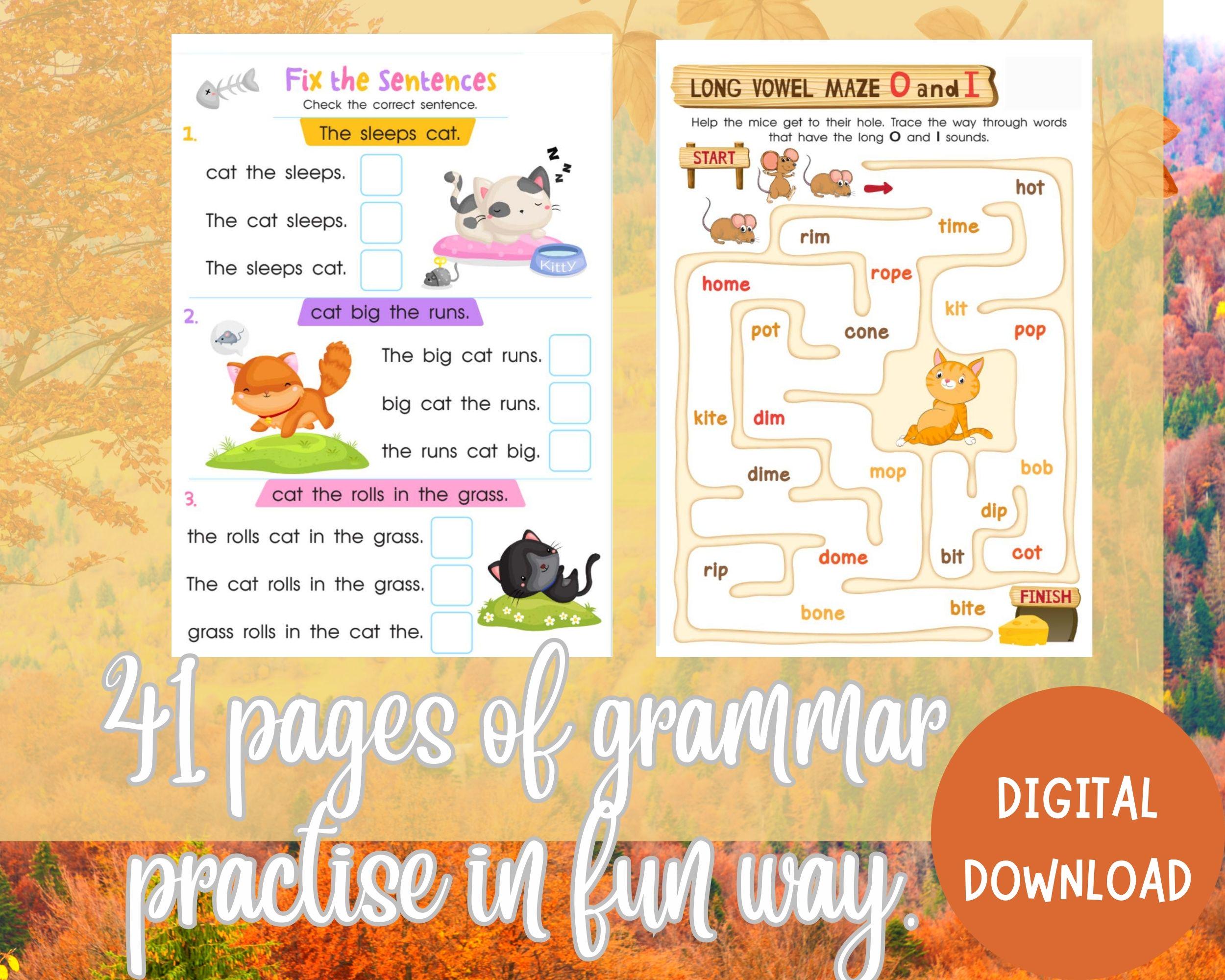 Grammar Worksheets for Grade 1 Nouns Verbs Grammar Exercises Printable ...