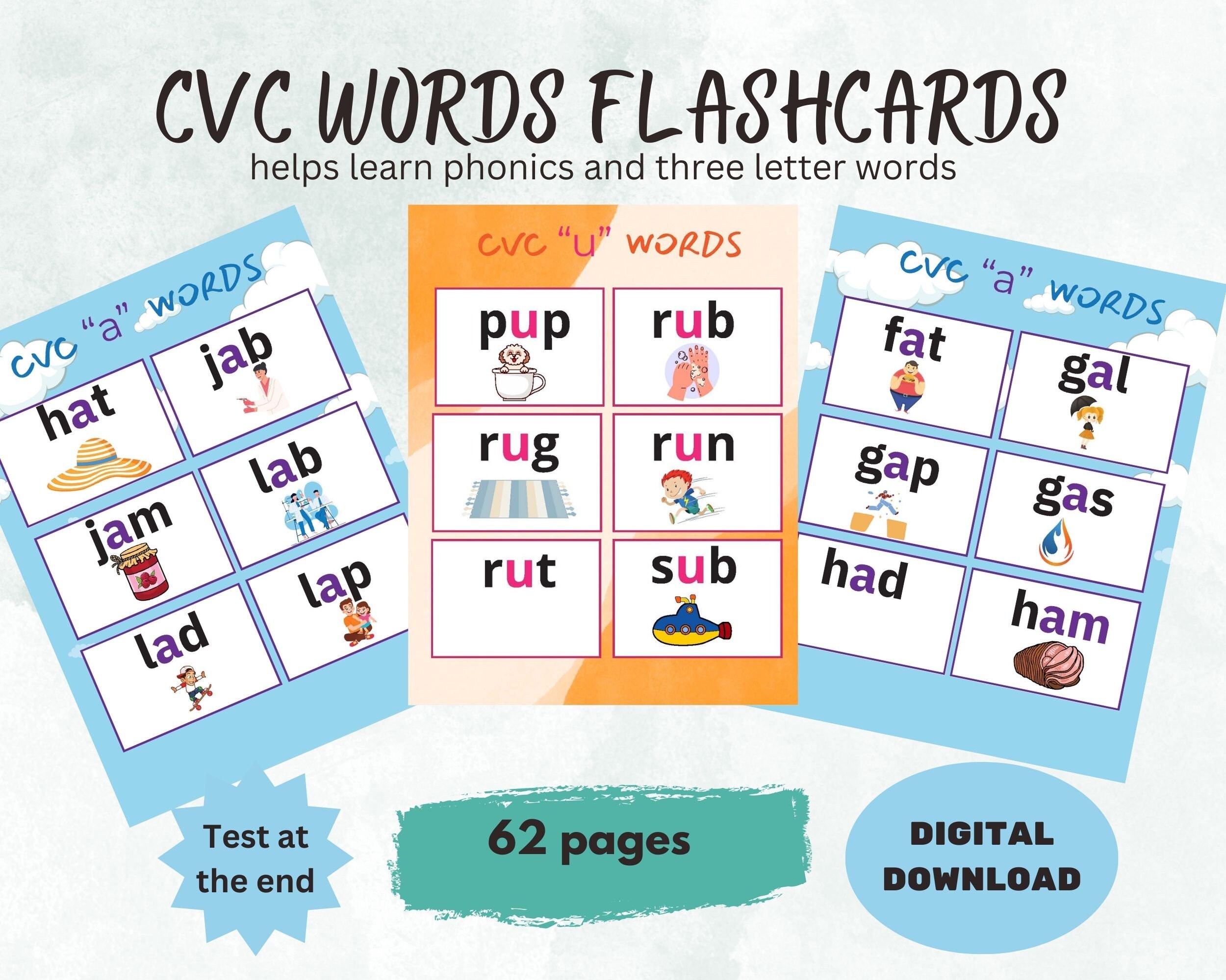 Kindergarten Reading Worksheets CVC Words Pack CVC Words Families ...