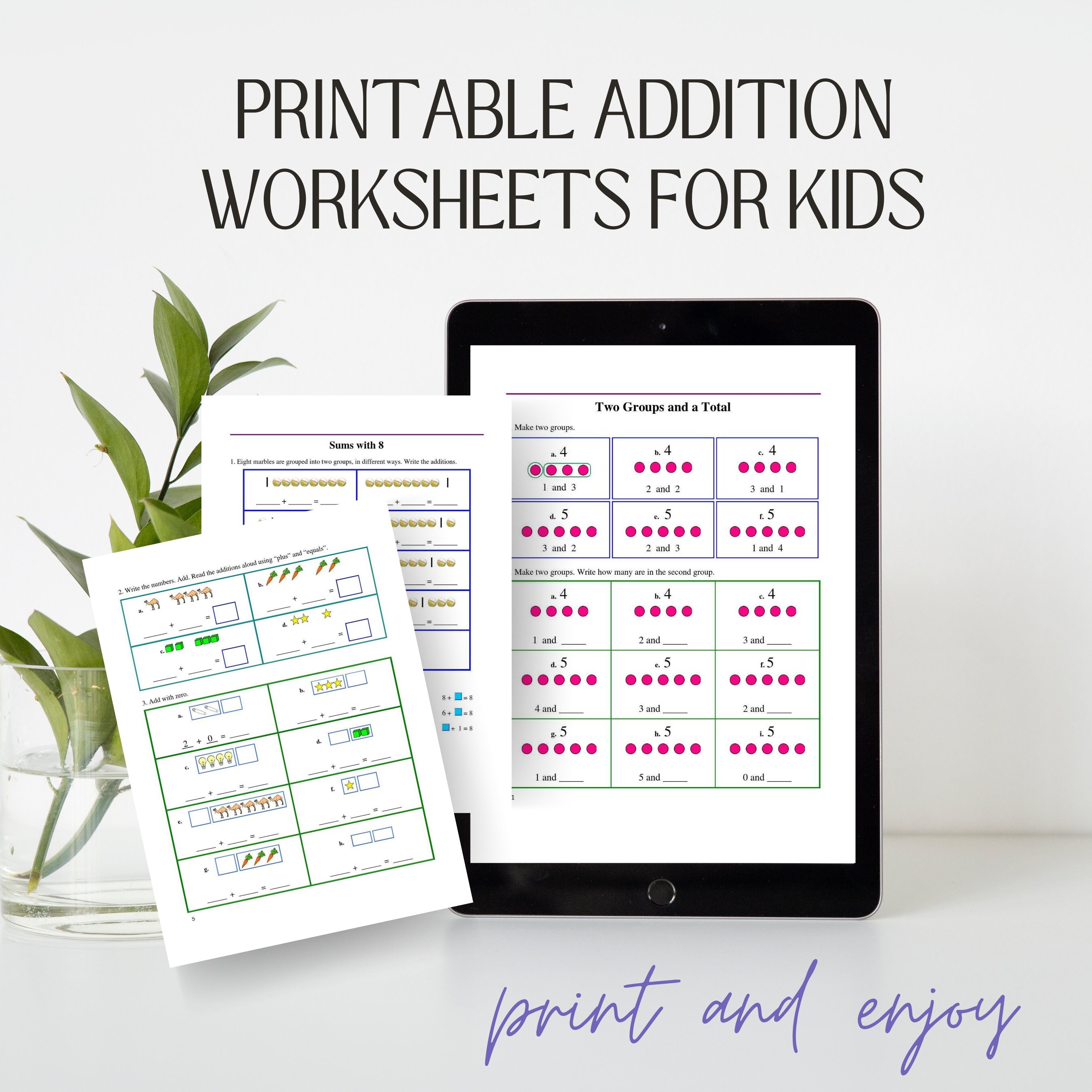 Printable Addition Worksheets Homeschool Learning Resource Addition ...