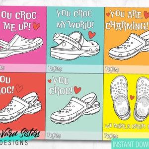 Croc Valentine's Day Cards, Colorful, Fun and Cute! Set of 6, Ready to ...