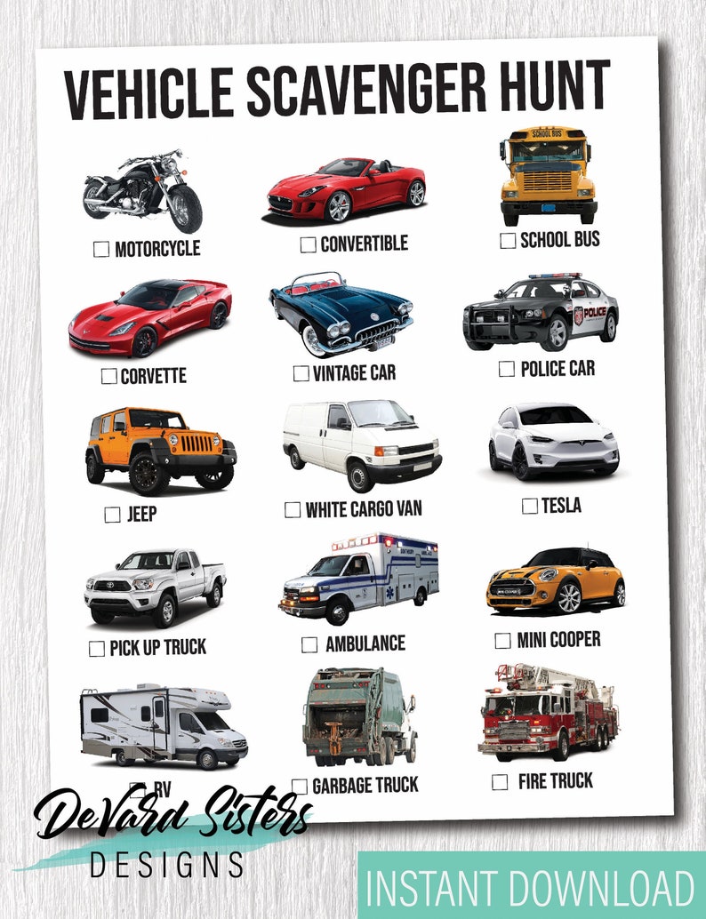 Car Scavenger Hunt: Road Trip Vehicle Game (digital Download) - Etsy
