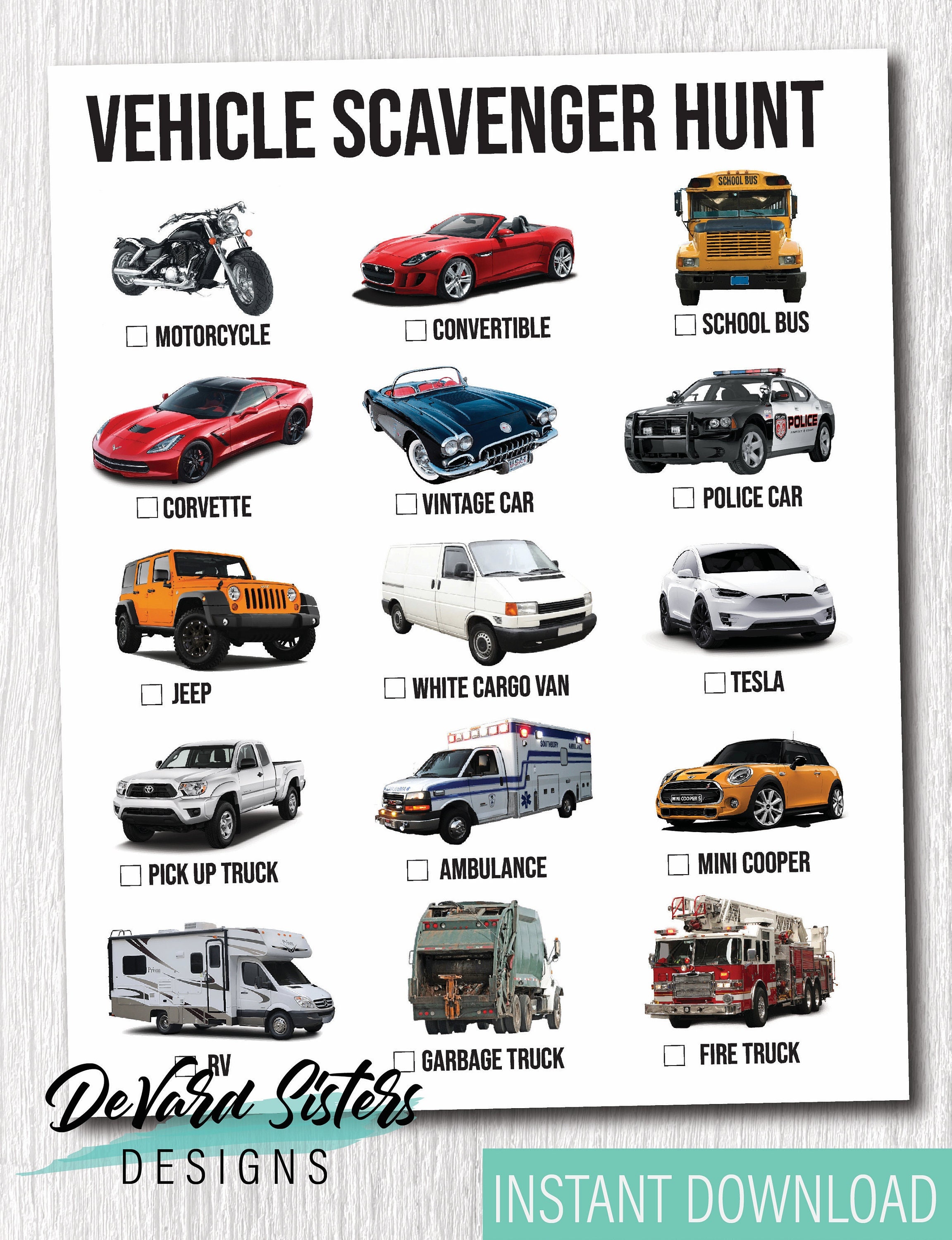 Car Scavenger Hunt: Road Trip Vehicle Game (digital Download) - Etsy