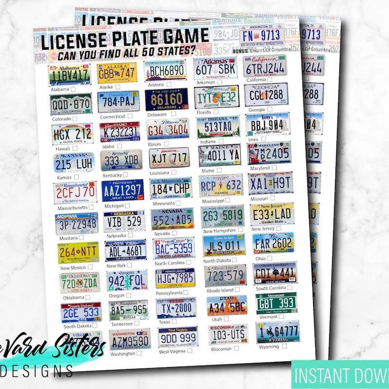 States With Blue and White License Plates - Etsy