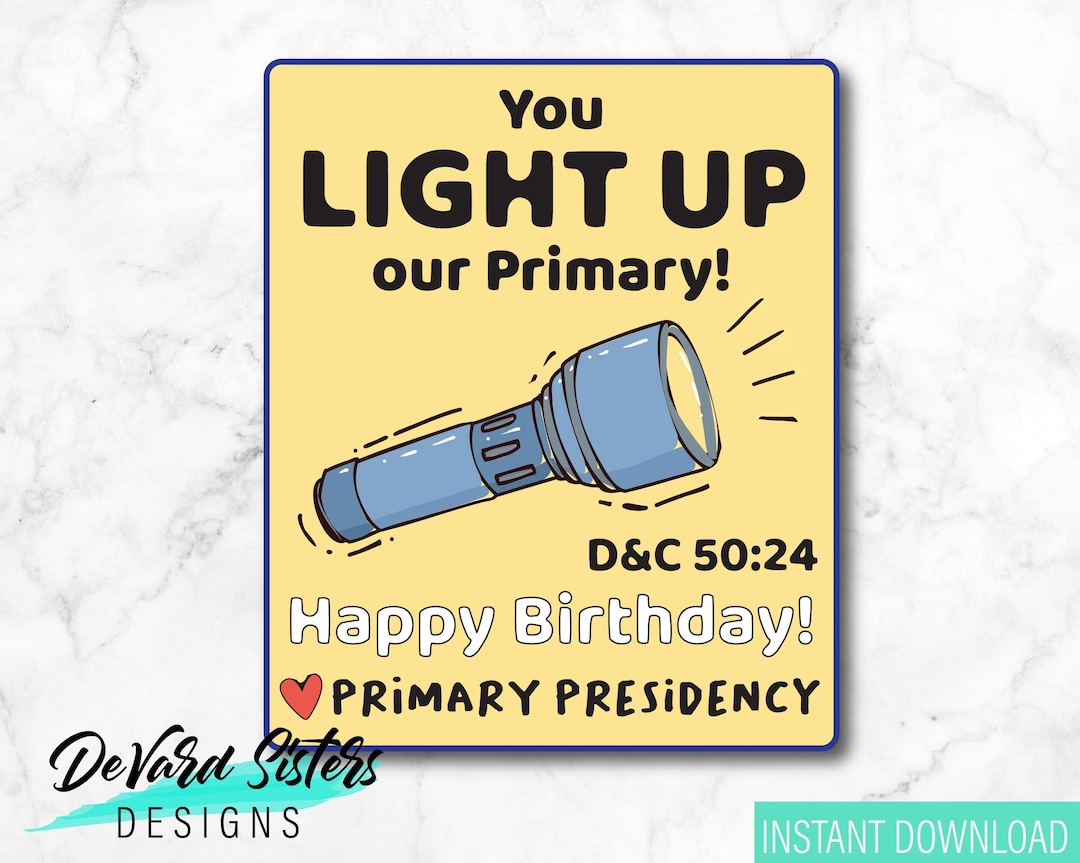 LDS Primary Birthday Flashlight Gift Tags (digital Download) - Etsy
